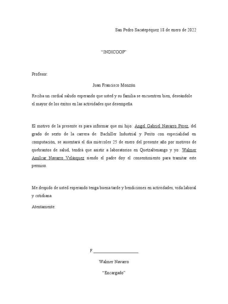 Carta de Permiso | PDF