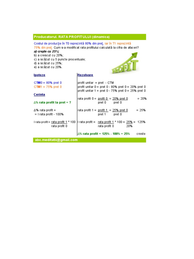Microeconomie. Rata Profitului | PDF