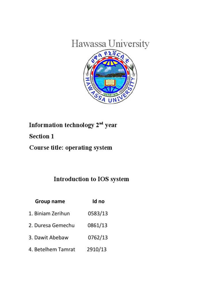 Hawassa University: Information Technology 2 Year Section 1 Course Title: Operating System | PDF ...