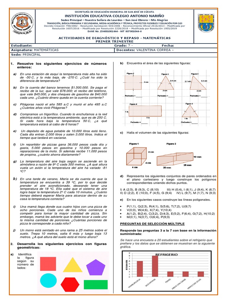 Actividades de Matemáticas para Séptimo Grado | PDF