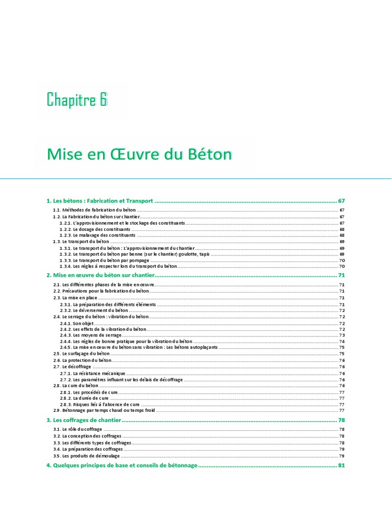 2022 Chapitre 6 Mise en Oeuvre | PDF | Béton | Ciment