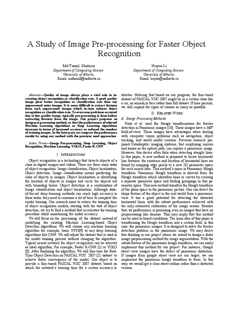 A Study of Image Pre-Processing For Faster Object Recognition | PDF ...