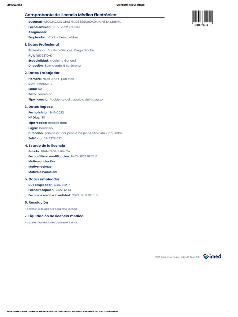Licencia Médica Electrónica | PDF