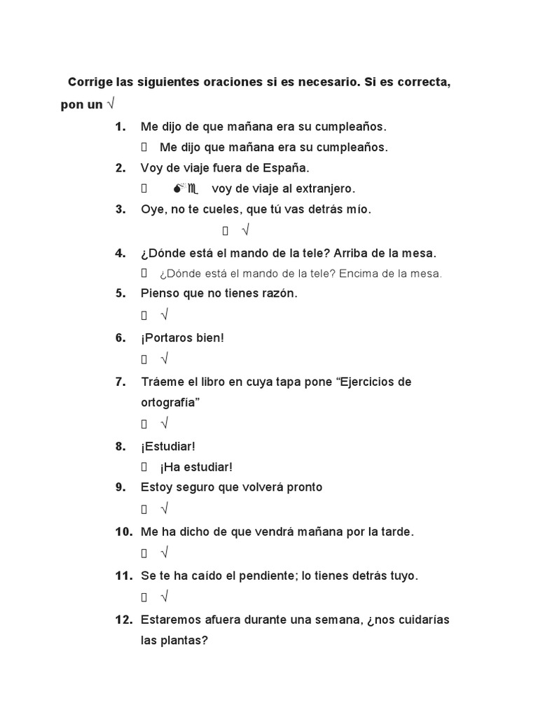 Corrección de Oraciones en Español | PDF | Hogar, jardinería y ...