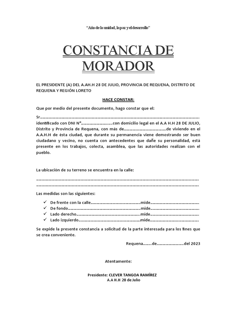 Constancia de Morador | PDF