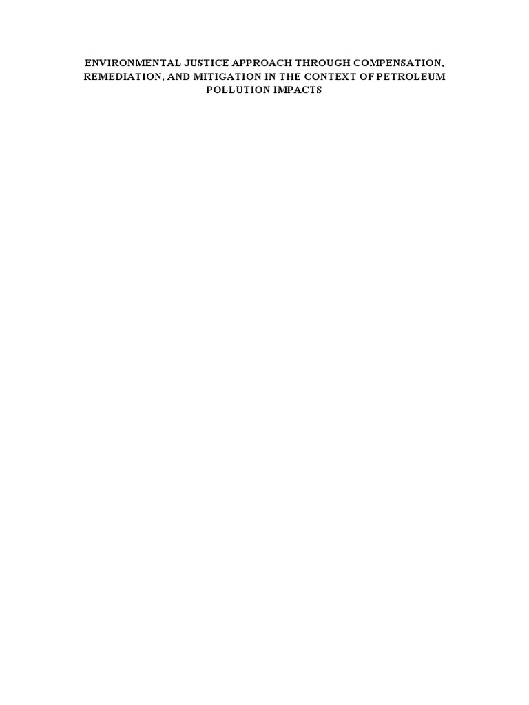 (Project) Environmental Justice Approach Through Compensation, Remediation, and Mitigation in ...