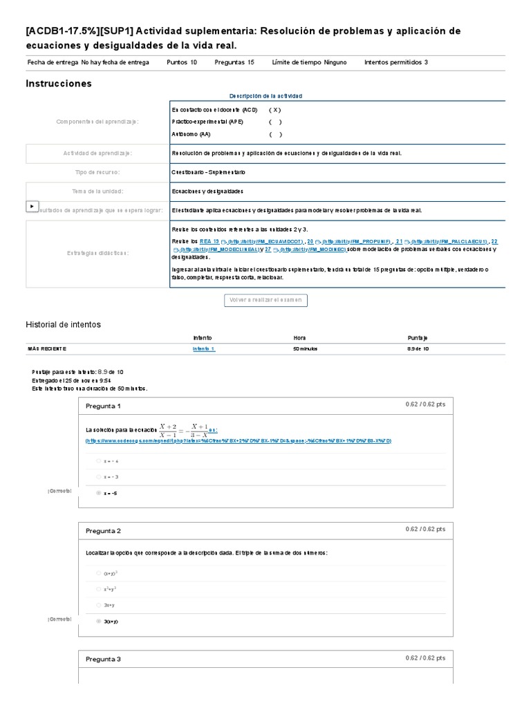 Examen - (ACDB1-17.5%) (SUP1) Actividad Suplementaria - Resolución de Problemas y Aplicación de ...