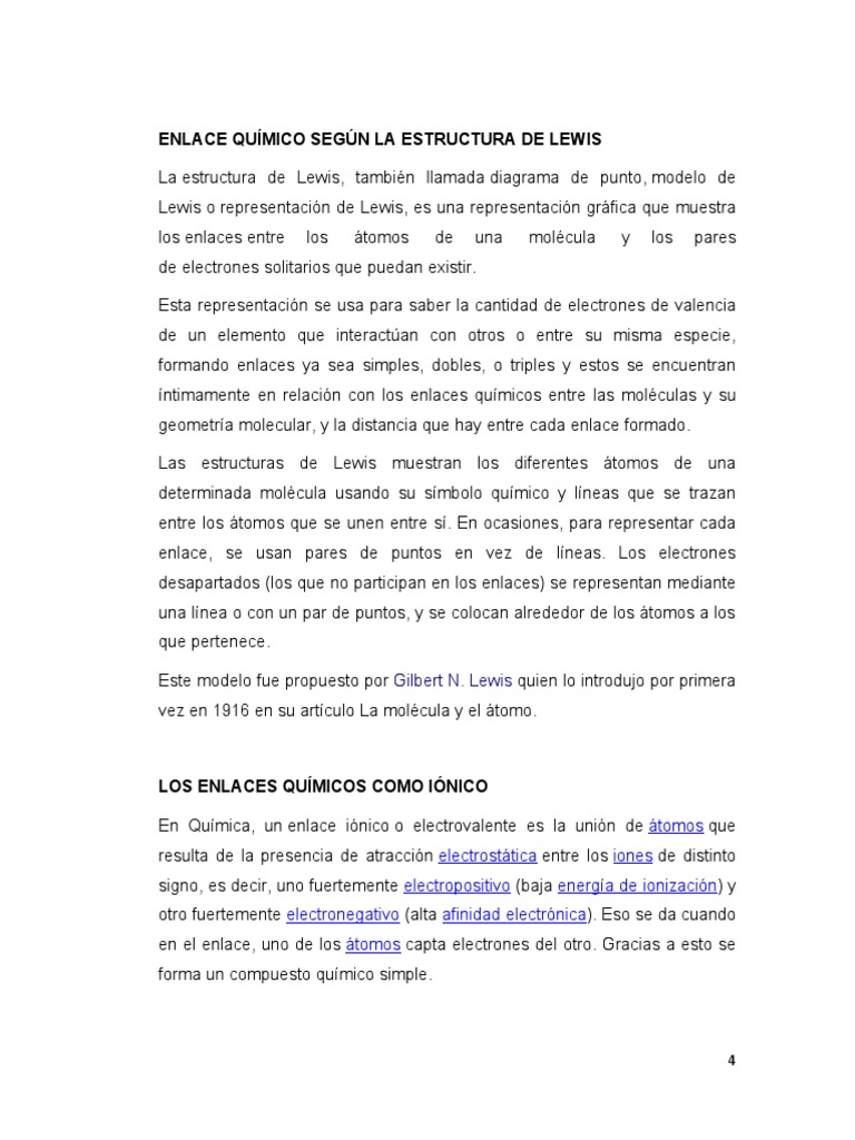 Enlace Químico Pdf Enlace Químico Enlace Covalente