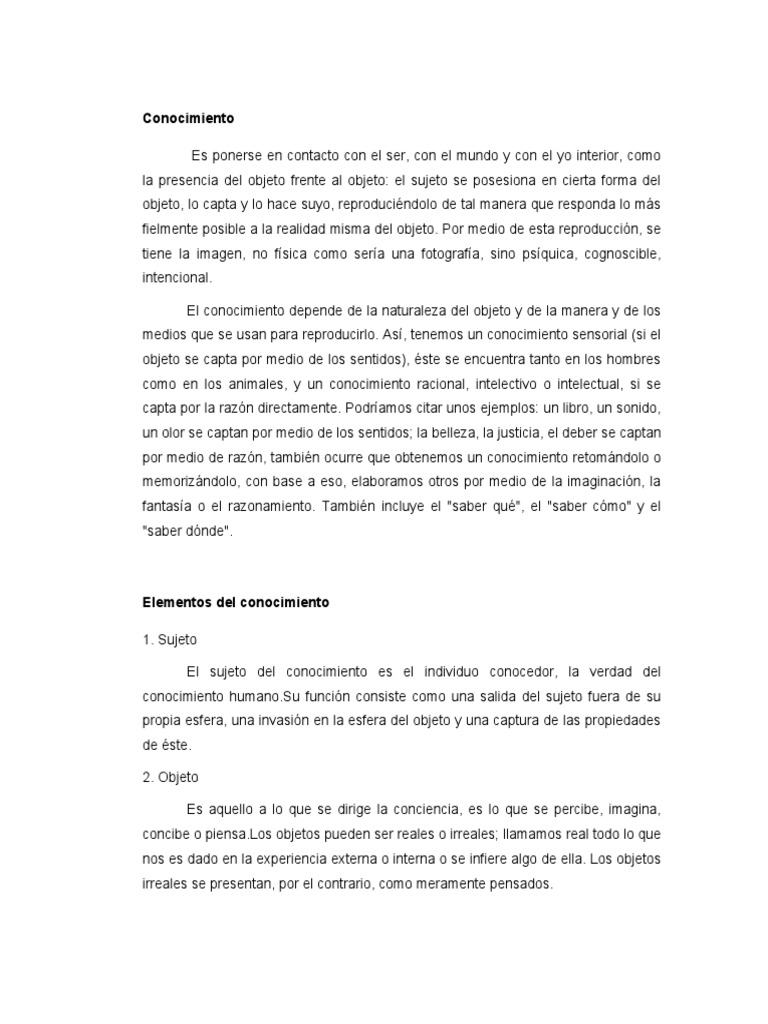 Tipos y Elementos del Conocimiento | PDF | Science | Teoría