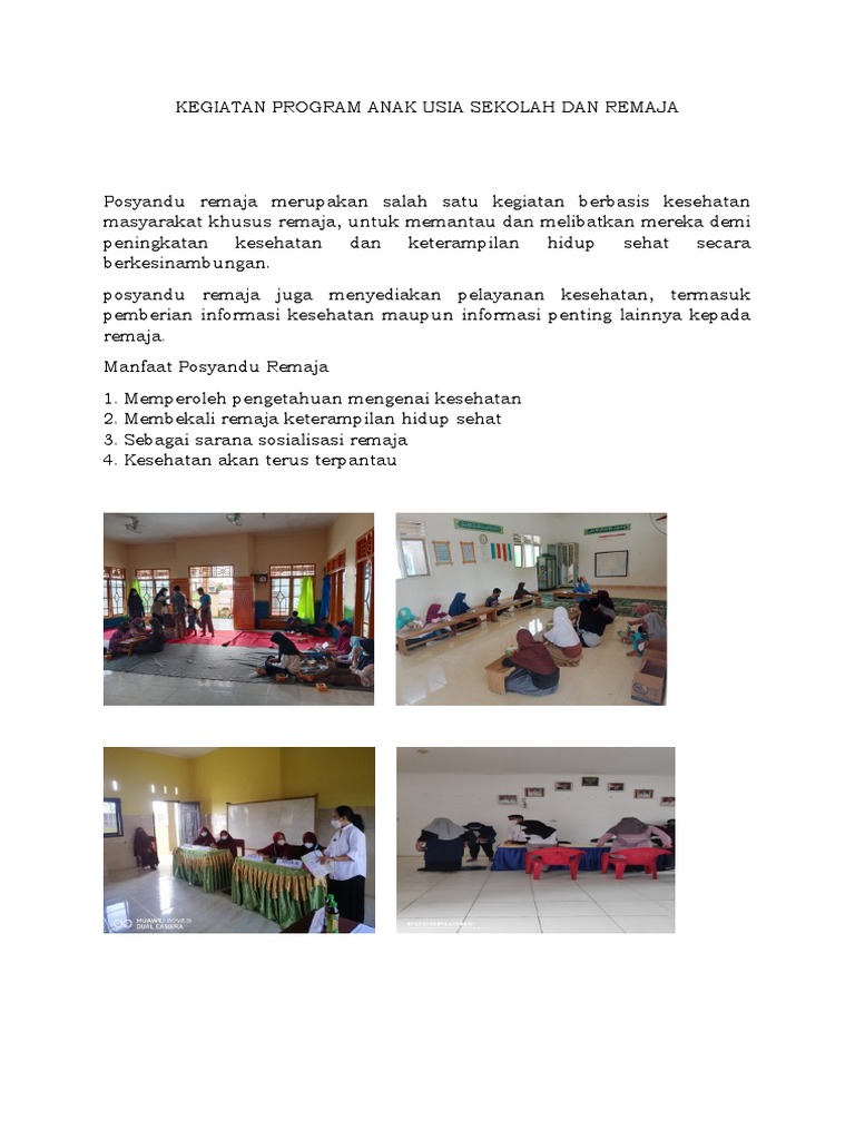 Kegiatan Program Anak Usia Sekolah Dan Remaja | PDF