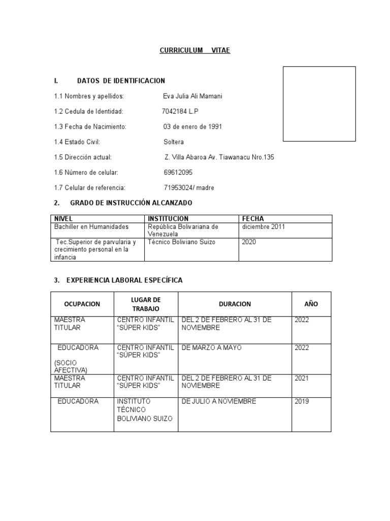 CURRICULUM EVA 2020 (Autoguardado) | PDF | Educación de la primera infancia | Modificación de ...