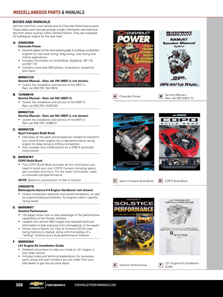Chevrolet Performance Manuals Overview | PDF | Transport | Car Body Styles