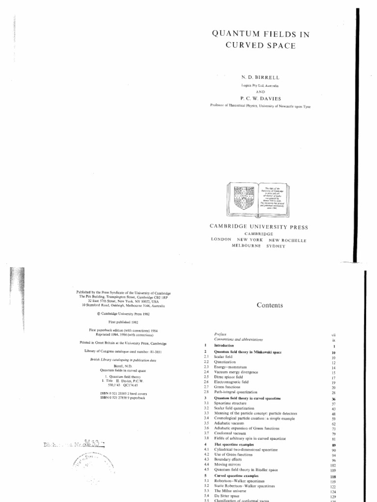 Quantum Fields in Curved Space 28 Pdfdrive 29 | PDF