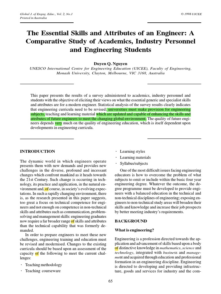 The Essential Skills and Attributes of An Engineer: A Comparative Study ...