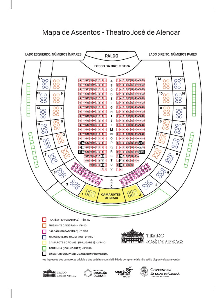 Mapa de Assentos - Theatro José de Alencar | PDF