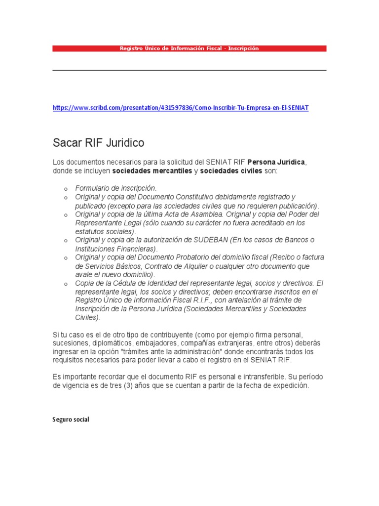 Registro Único de Información Fiscal | PDF | Sociedad de ...