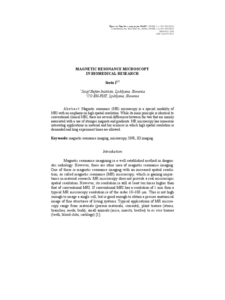 Magnetic Resonance Micros | PDF | Magnetic Resonance Imaging | Medical Imaging