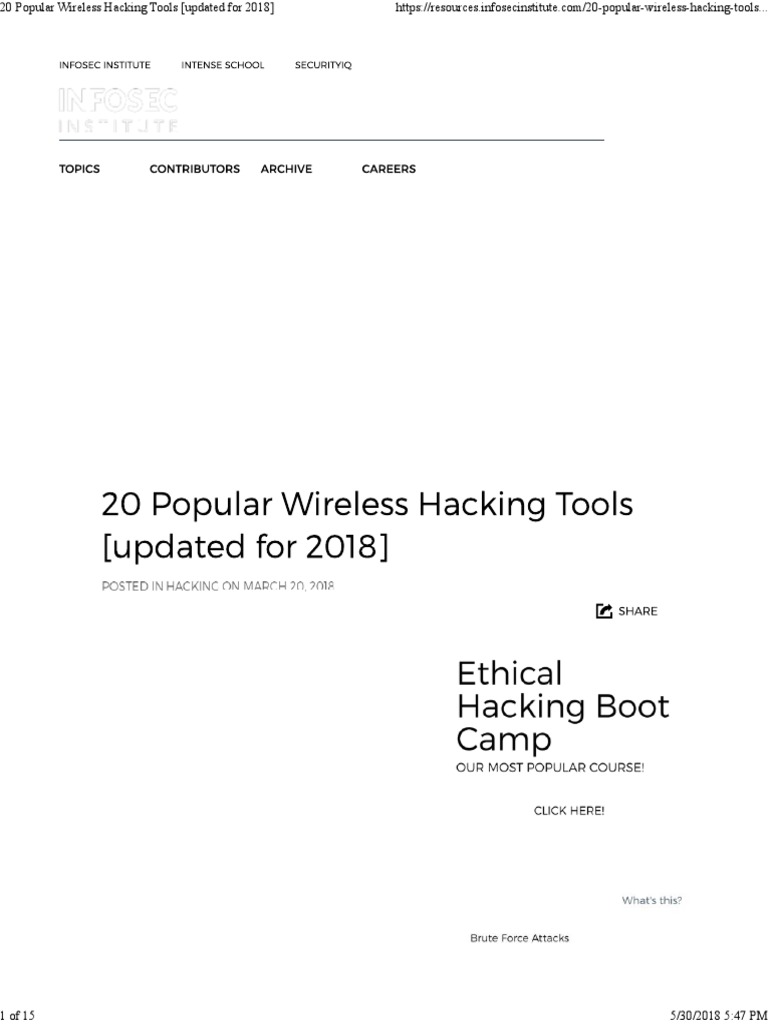 20 Popular Wireless Hacking Tools (Updated For 2018) | PDF