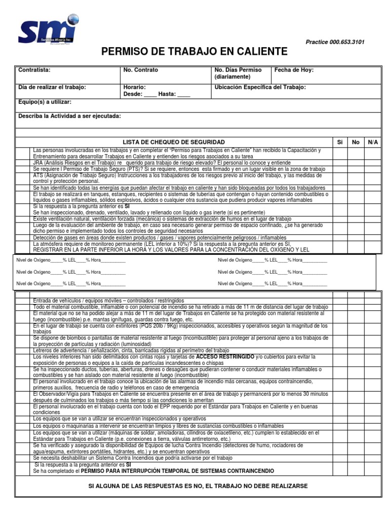 Permiso de Trabajo en Caliente | PDF | Calor | Gases