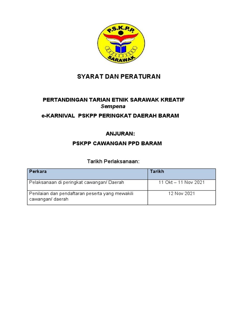 Kertas Konsep Tarisan Etnik e-PSKPP Sarawak 2021 | PDF