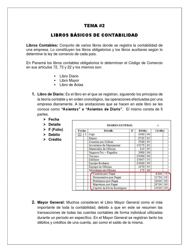 Tema #3 Libros Básicos de Contabilidad | PDF | Contabilidad | Servicios ...