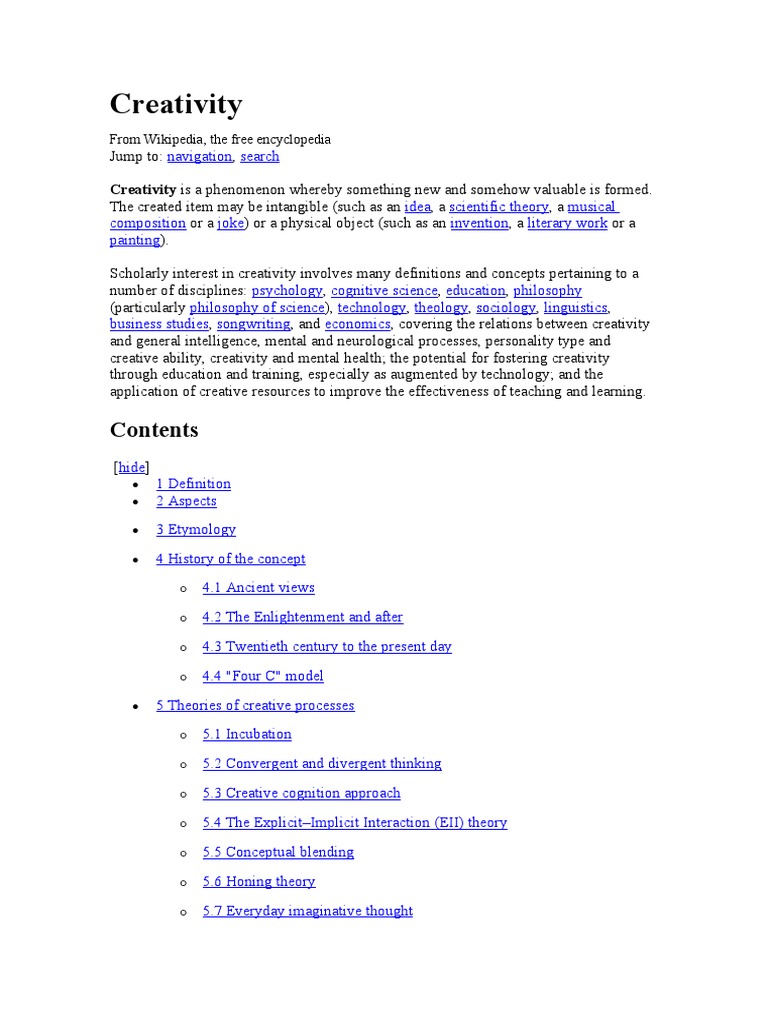 Creativity Wekeepedia | PDF | Creativity | Thought