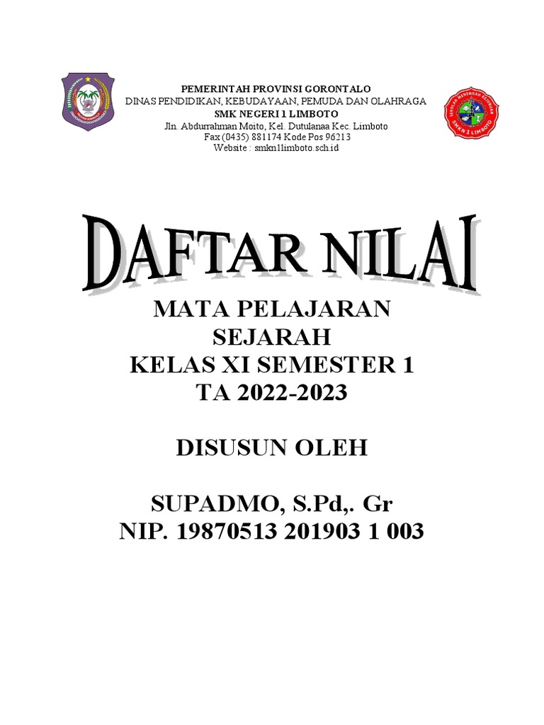 Cover Daftar Absen - Daftar Nilai | PDF | Sains & Matematika