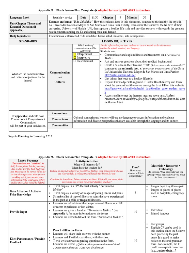 Lesson Plan Beginning SPN 1130 | PDF | Lesson Plan | Learning