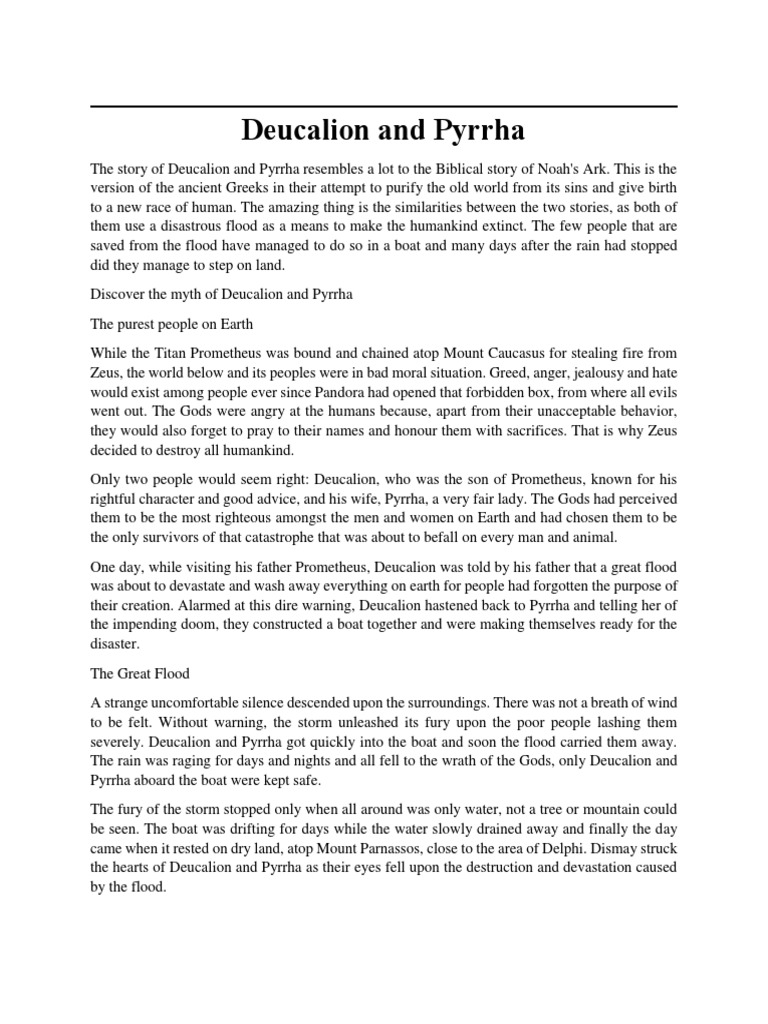 Deucalion and Pyrrha | PDF | Prometheus | Genesis Flood Narrative