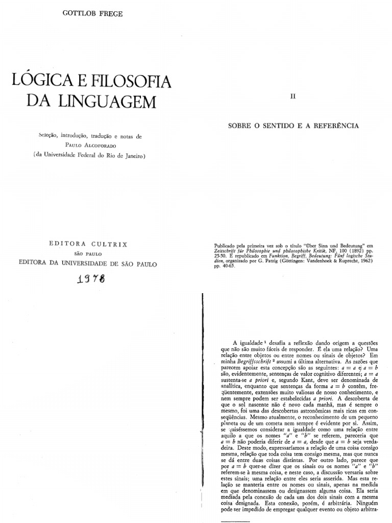 Frege (Sobre o Sentido e A Referência) | PDF