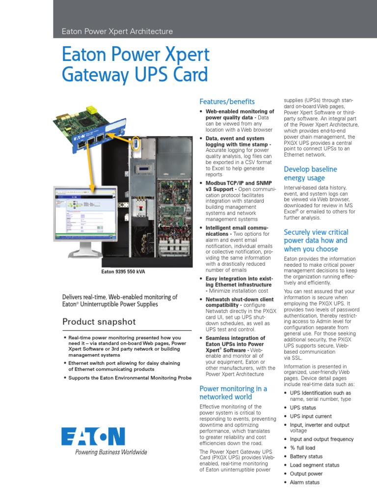 Brochure EATON Power Xpert Gateway UPS Card | PDF | Port (Computer ...