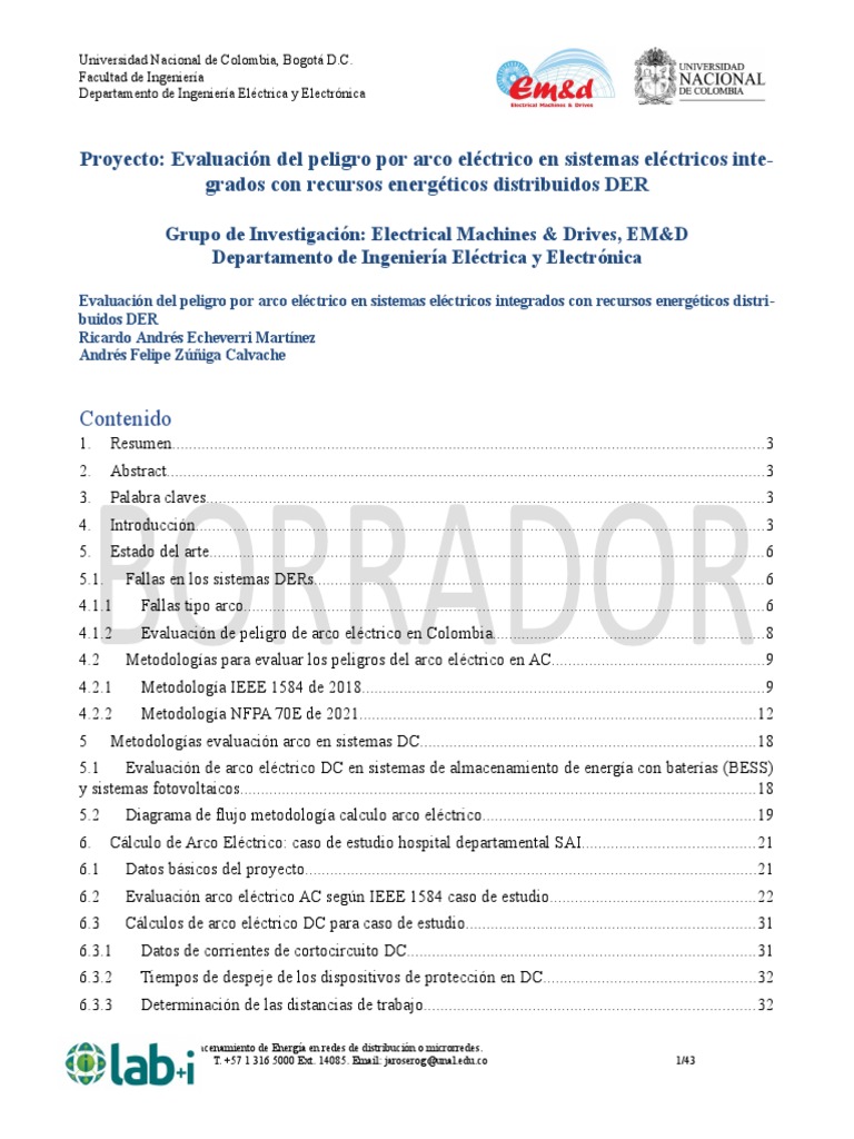 Documento - ARC FLASH DER SAI 2022 07 06 AC-DC IEEE 1584 | PDF ...