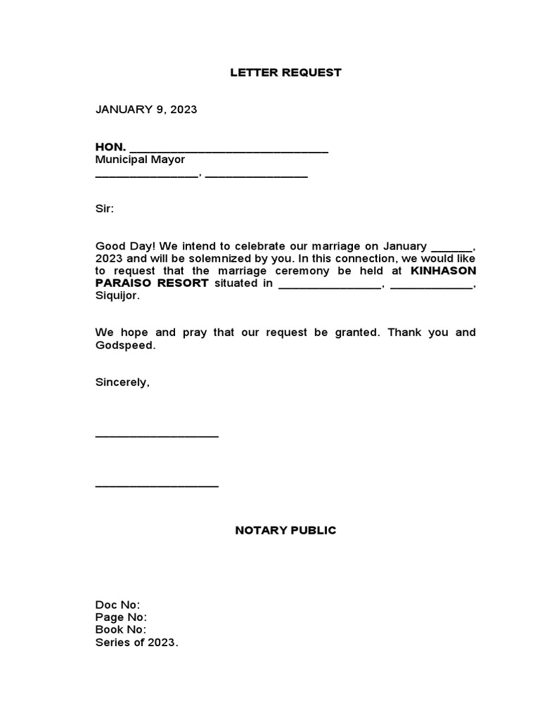Letter Request, Marriage | PDF