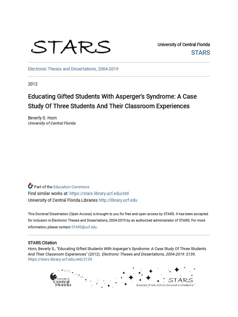 Educating Gifted Students With Aspergers Syndrome - A Case Study | PDF ...