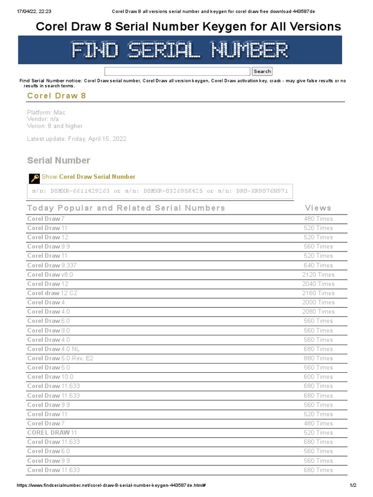 Corel Draw 8 All Versions Serial Number and Keygen For Corel Draw Free ...