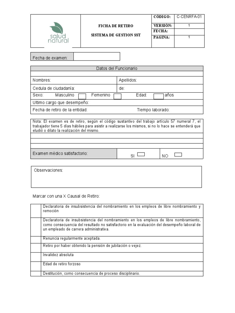 Ficha de Retiro | PDF | Gobierno | Justicia