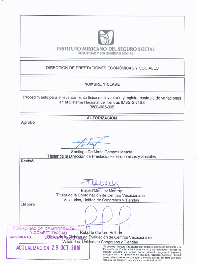 "Procedimiento para El Levantamiento Del Inventario Físico y Registro Contable de Variaciones en ...