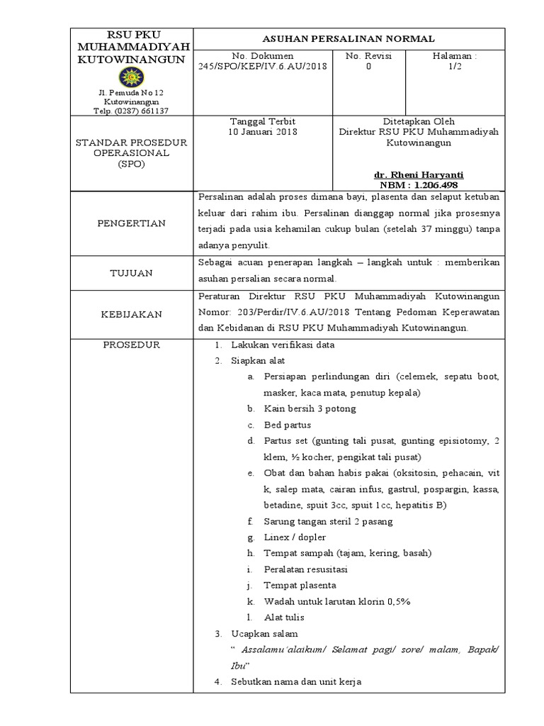 Spo Asuhan Persalinan Normal | PDF