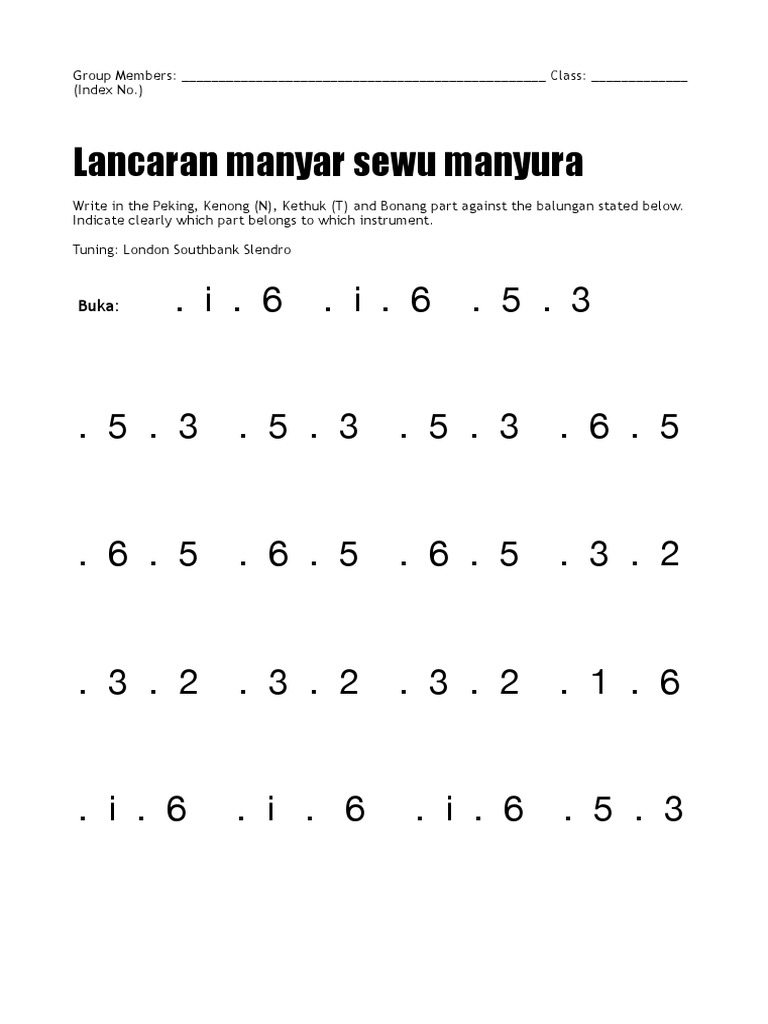 Lancaran Manyar Sewu Manyura | PDF