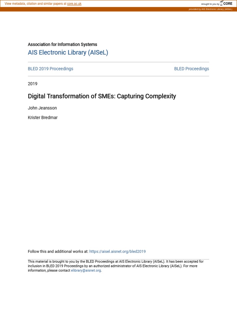 Digital Transformation of SMEs Capturing Complexity | PDF | Small And Medium Sized Enterprises ...