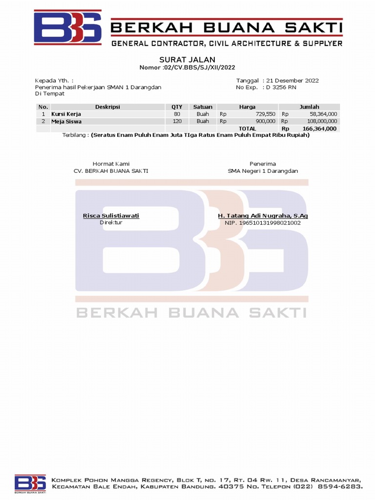 Surat Jalan dan Berita Acara CV BBS | PDF