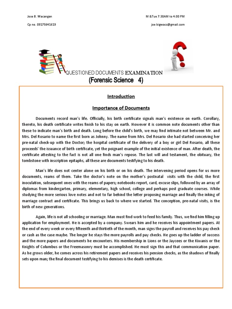 Forensic Examination of Questioned Documents | PDF | Test (Assessment ...