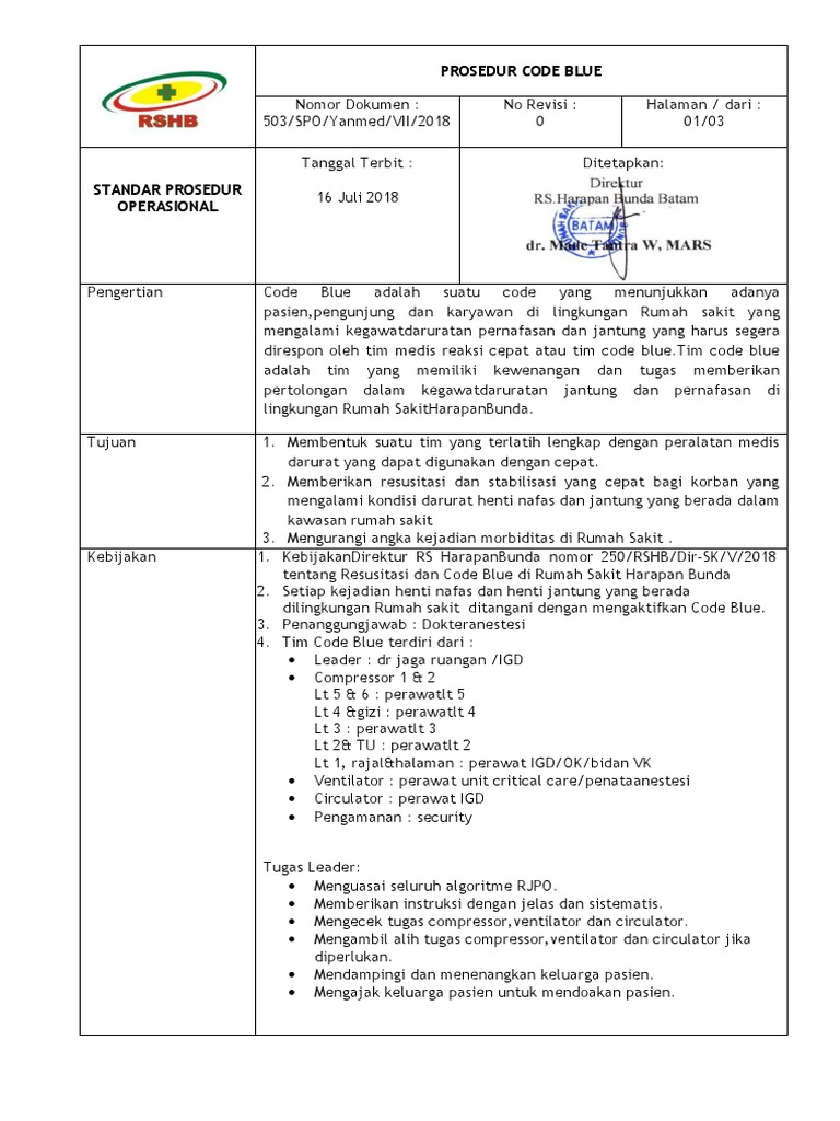 Sop Code Blu | PDF