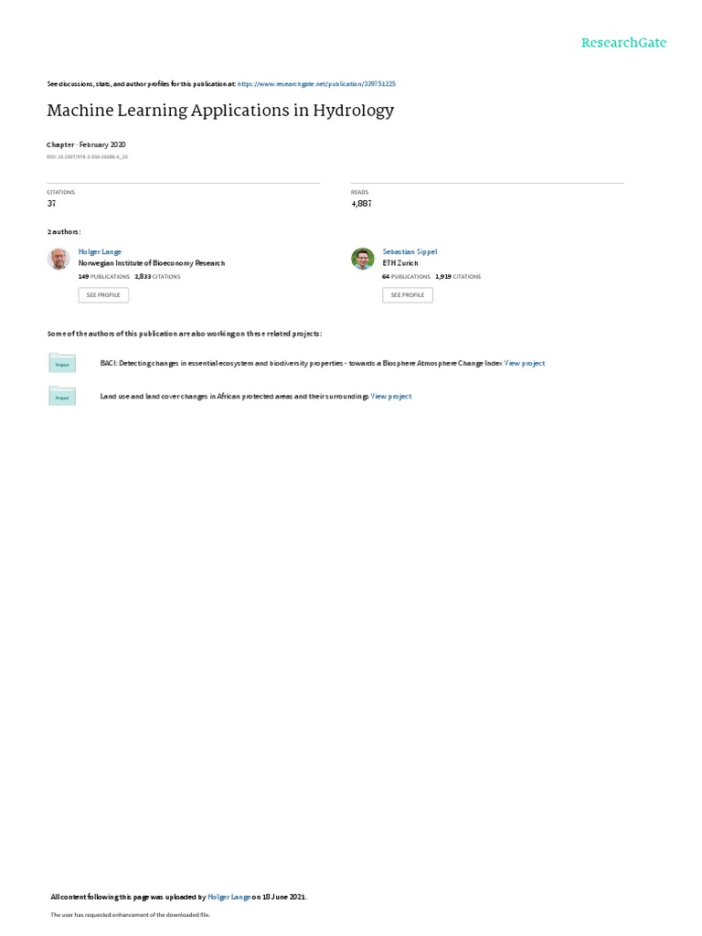 Lange and Sippel MachineLearning Hydrology | PDF | Machine Learning | Mean Squared Error
