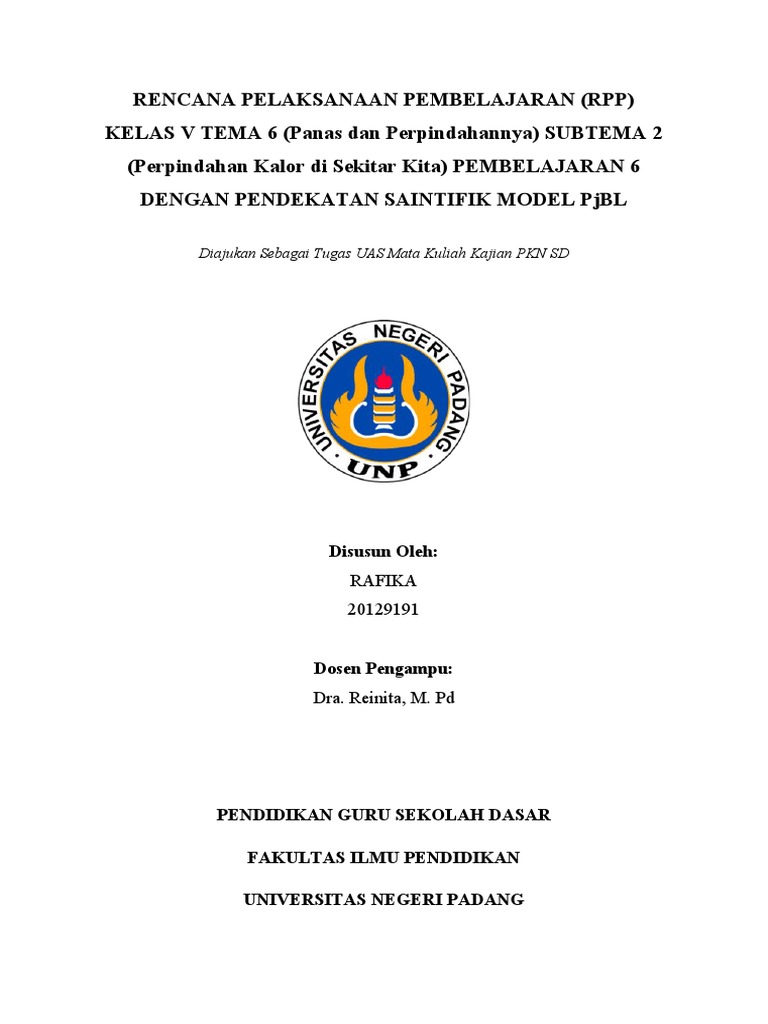 RPP Model PJBL - Rafika (20129191) | PDF | Karier & Perkembangan ...