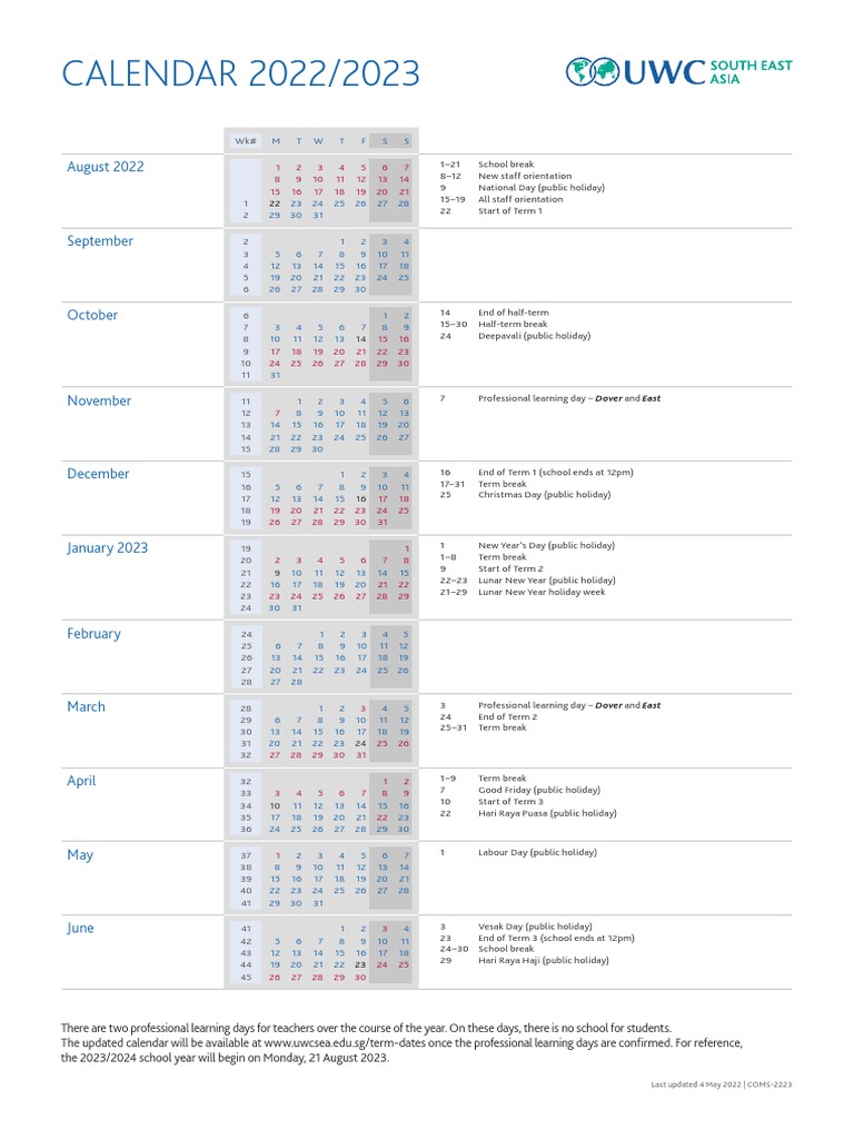 2022-2023 School Calendar | PDF | Holidays | Traditions