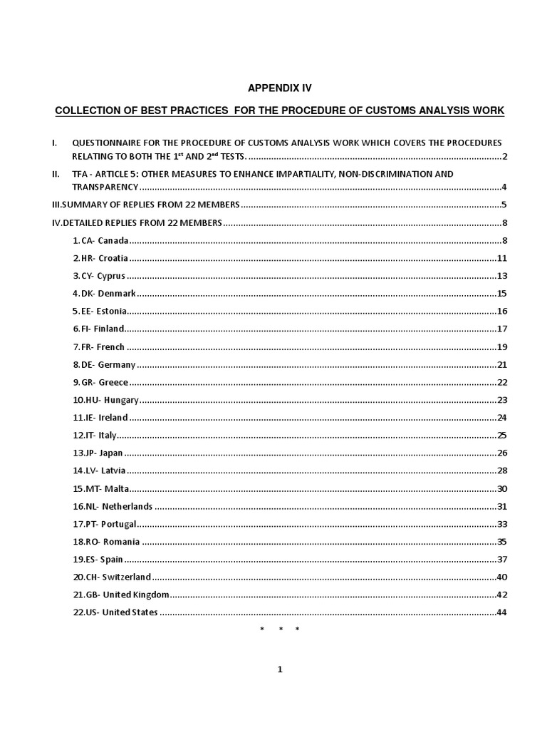 Appendix Iv | PDF | Customs | World Trade Organization