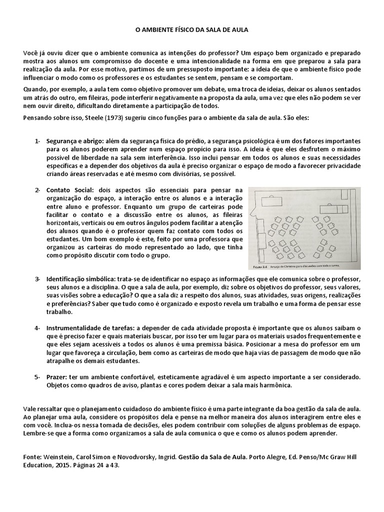 O Ambiente Fisico Da Sala de Aula | PDF | Aprendizado | Pensamento