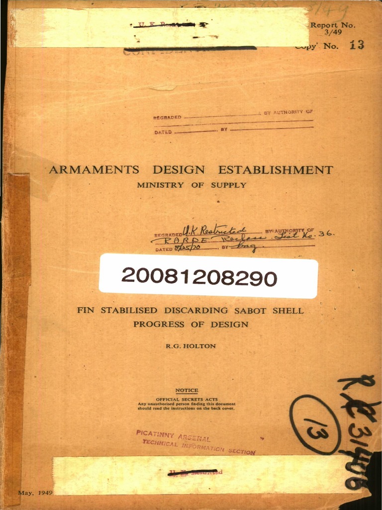 Fin Stabilised Discarding Sabot Shell Progress of Design | PDF | Shell ...