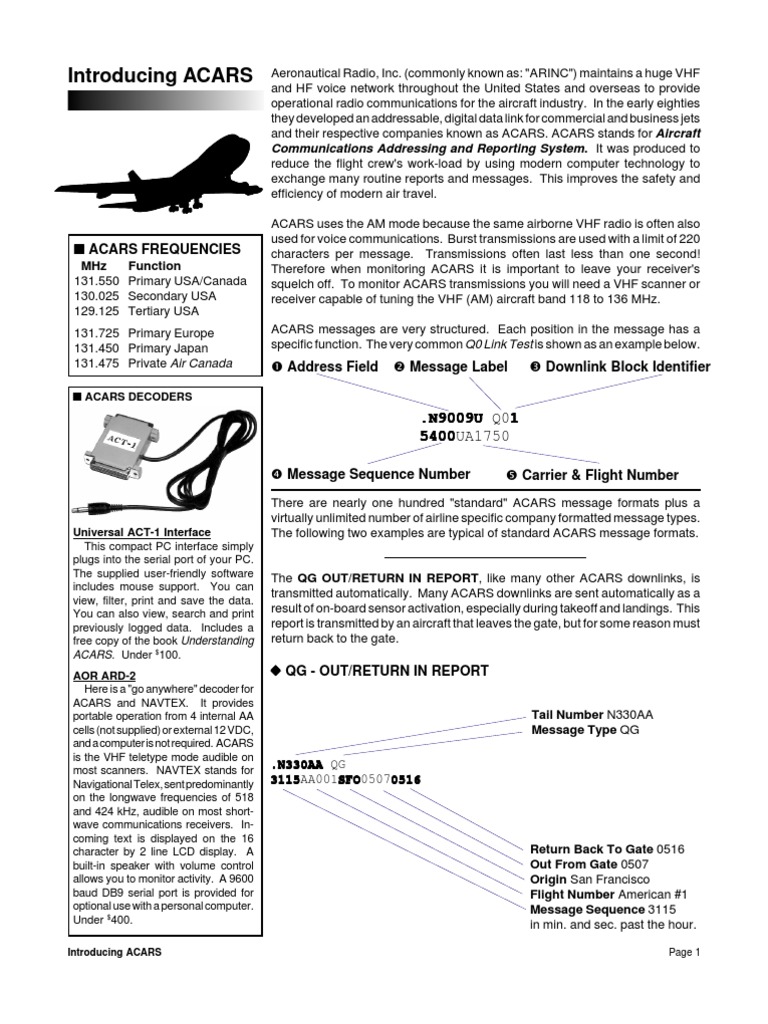 Introduction To Acars | Download Free PDF | Aviation | Aeronautics